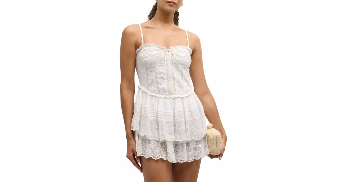 LoveShackFancy Nerida Bustier Mini Dress in White | Lyst