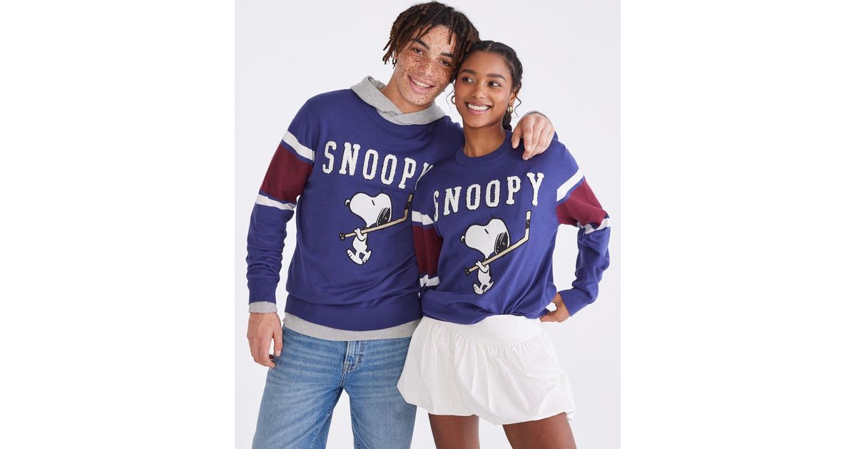 Aéropostale Peanuts Aéropostale Snoopy Hockey Crew Sweater in Blue for Men | Lyst