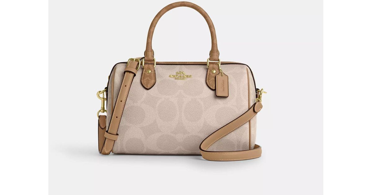 COACH Rowan Satchel Bag in Natural | Lyst