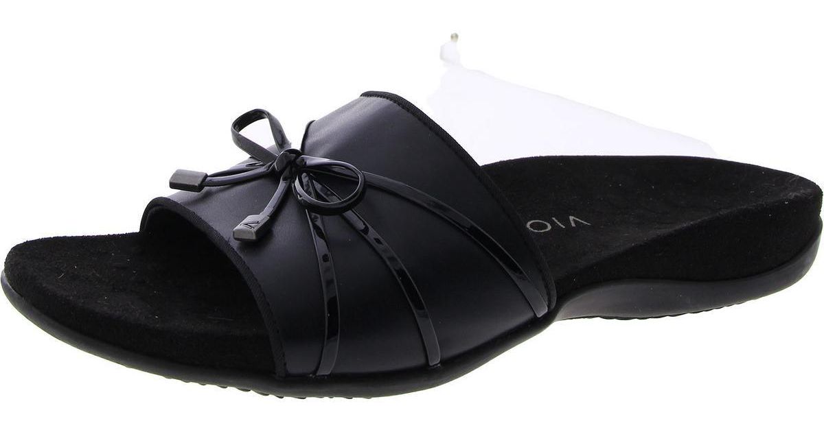 Vionic Bella Bow Slip-On Slide Sandals in Black | Lyst