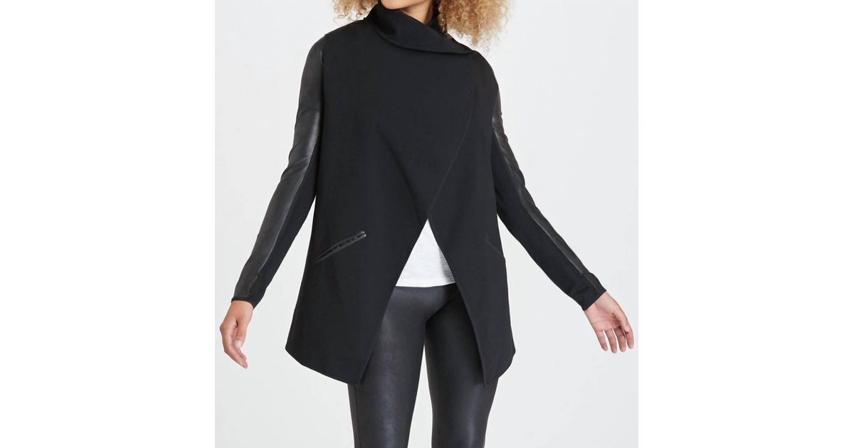 Spanx Drape Front Jacket in Black | Lyst Spanx Drape Front Jacket in Black | Lyst