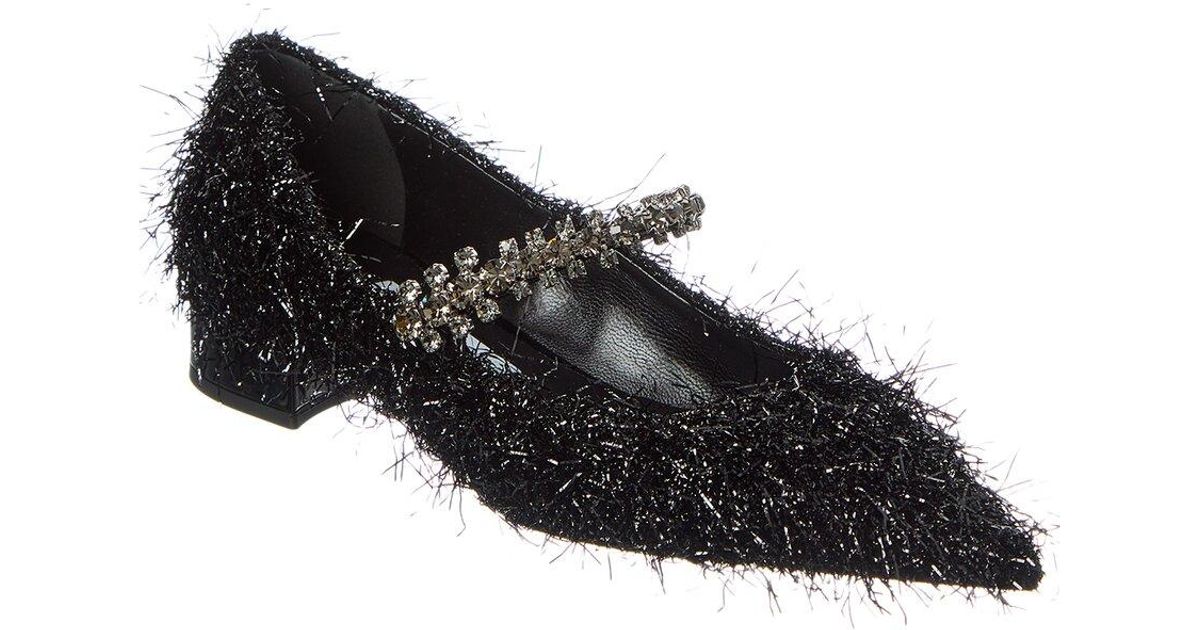 Jimmy Choo Bing Tinsel Flat in Black | Lyst