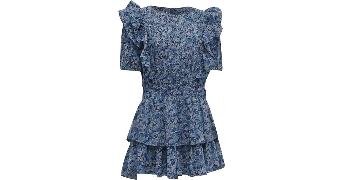 LoveShackFancy X Liberty London Natasha Floral Dress in Blue | Lyst