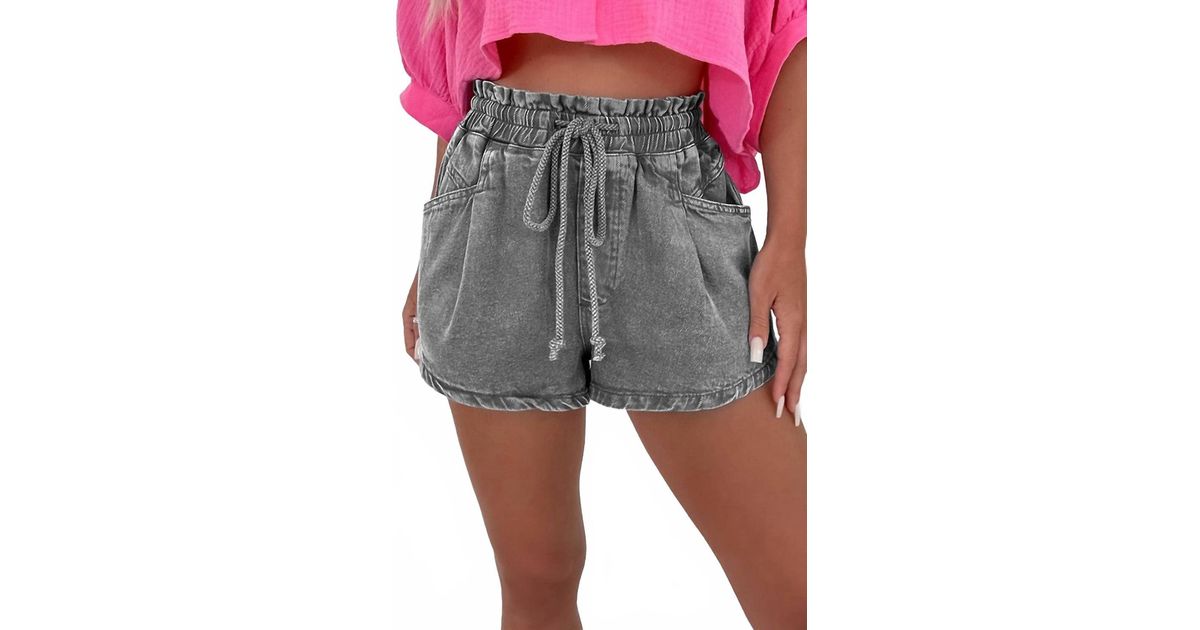 Hazel Blues Denim Shorts in Gray | Lyst