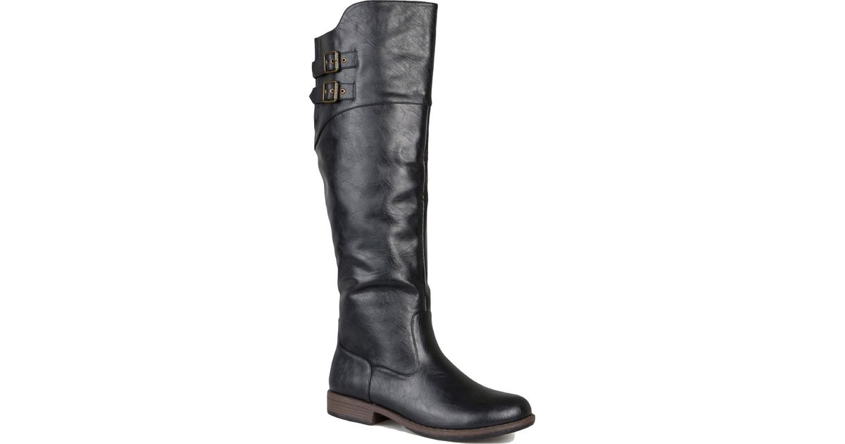 Journee Collection Tori Faux Leather Wide Calf Knee High Boots In Black Lyst