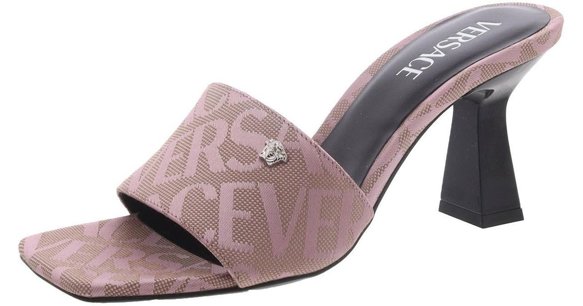 Versace Fabric Slide On Slide Sandals in Pink | Lyst