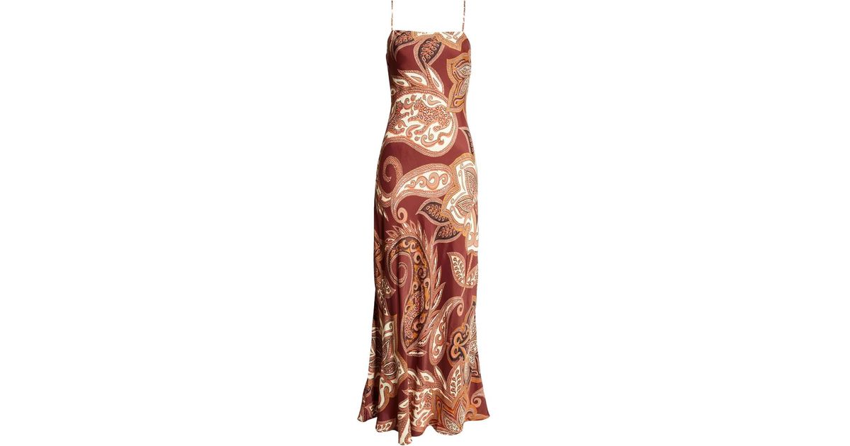 FARM Rio Maxi Slip Dress, Leopard Paisley Burgundy | Lyst