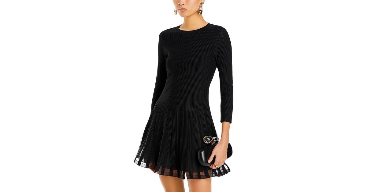 MILLY Tabitha Long Sleeve Short Mini Dress in Black | Lyst