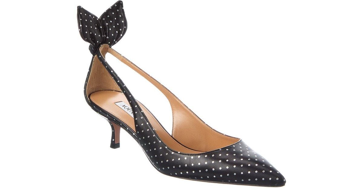 Aquazzura Bow Tie 50 Leather Slingback Pump in Blue | Lyst