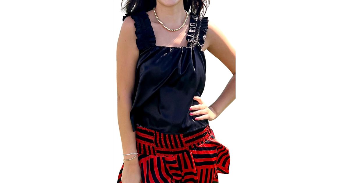 Adrienne Zoey Ruffle Shirred Swing Tank in Blue | Lyst