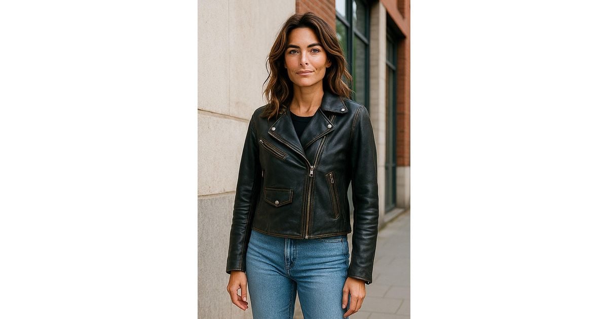 Infinity Leather Classic Brando Biker Leather Jacket in Black | Lyst