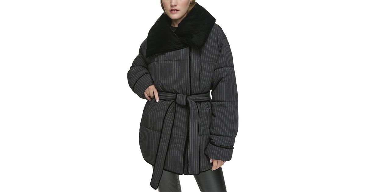 Andrew Marc Black Label Krithia Asymmetrical Wrap Puffer Coat in Black ...