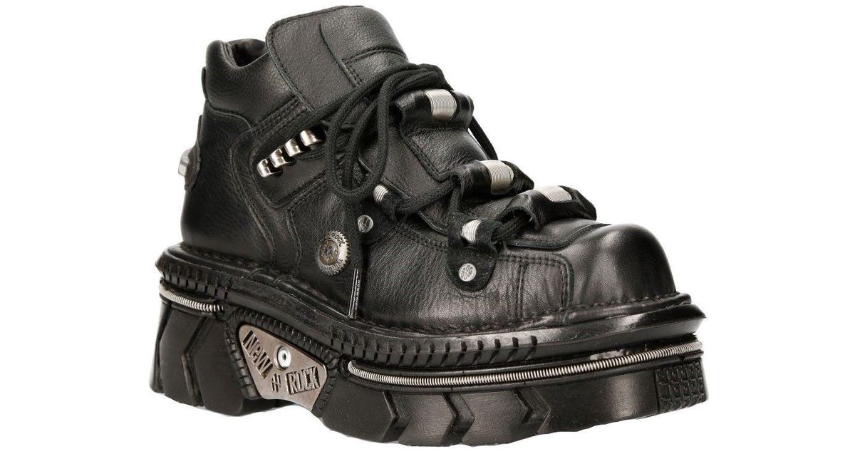 New Rock Metallic Leather Gothic Techno Boots- M-215-S6 in Black | Lyst