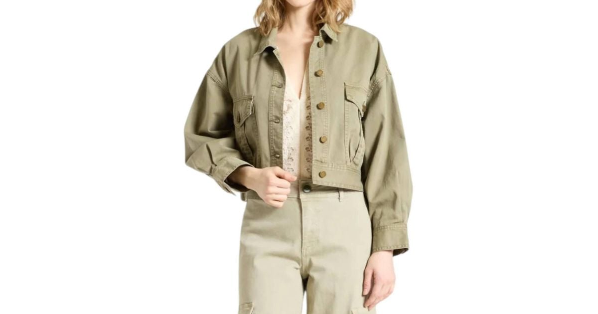 OAT New York Cropped Denim Jacket in Natural | Lyst