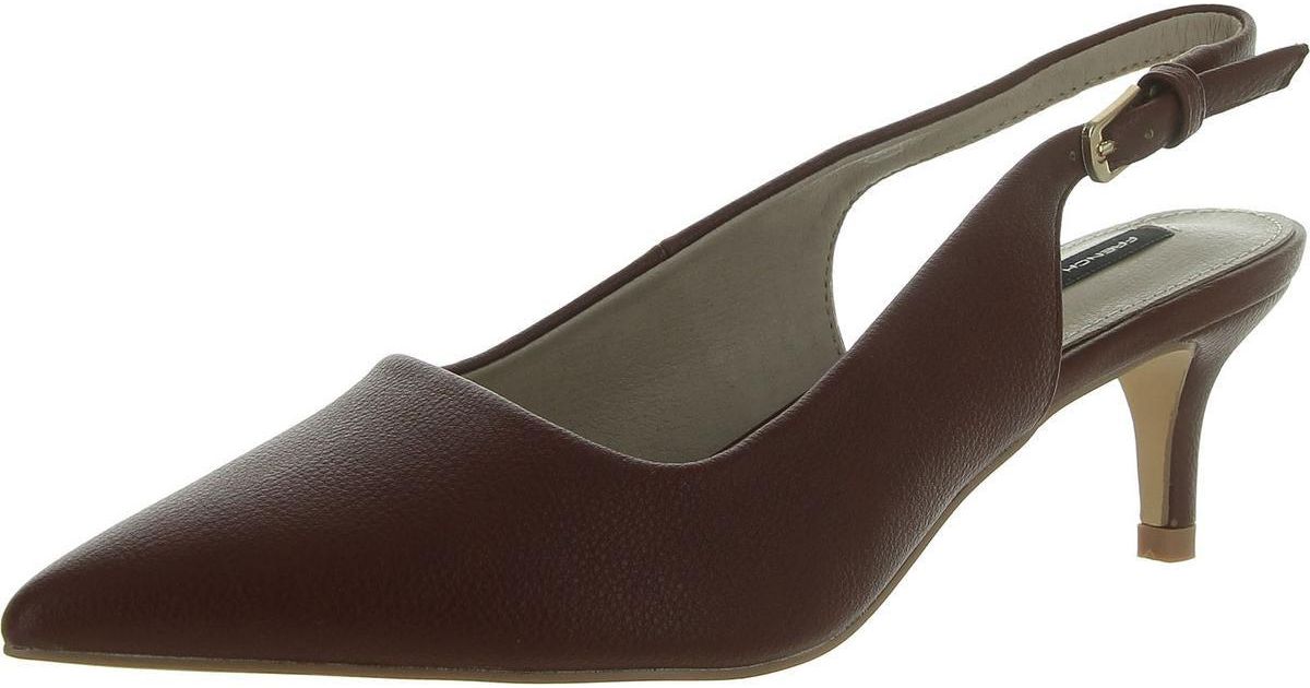 French Connection Quinn 1 Faux Leather Adjustable Kitten Heels in Brown ...