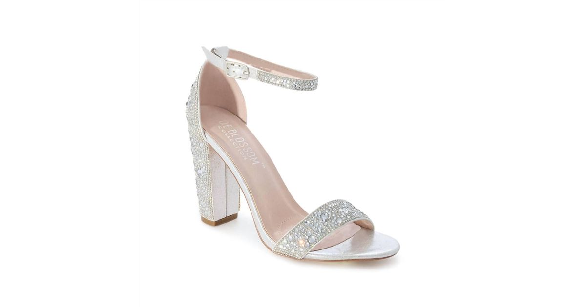 De Blossom Collection Celina-29A Shimmer/Rhinestone Ankle Strap Heel in ...
