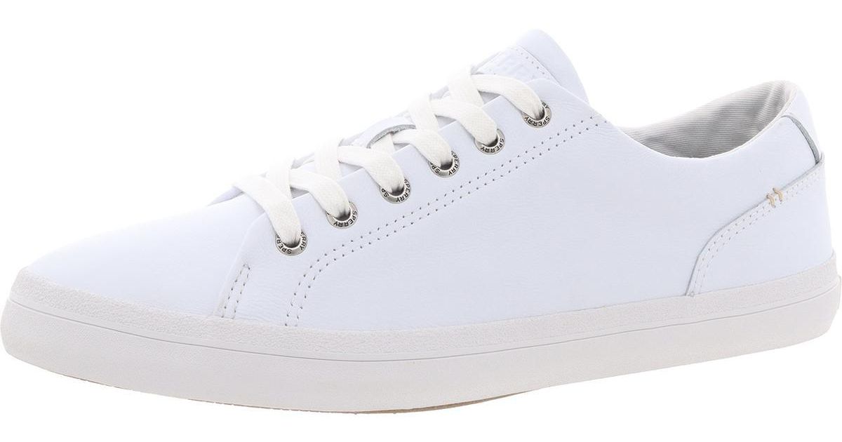 Sperry Top-Sider Lace-Up Leather Casual And Fashion Sneakers in White ...
