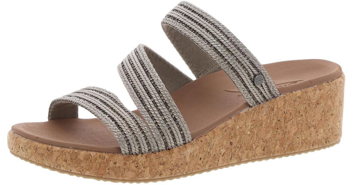 Skechers Embellished Arch Support Wedge Sandals in Metallic | Lyst