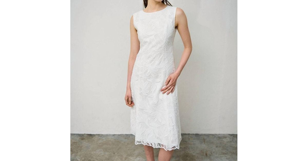 Bigio Collection Lace Midi Dress in White | Lyst