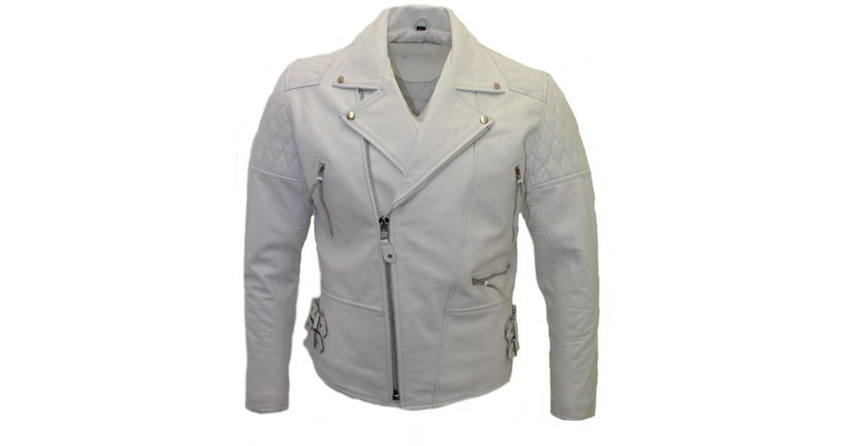 Infinity Leather Cowhide Leather Biker Jacket-Nassau in Gray for Men | Lyst