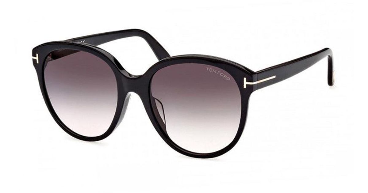 Tom Ford Round Full Rim, With A Shiny Frame And Smoke Gradient Lens in ...