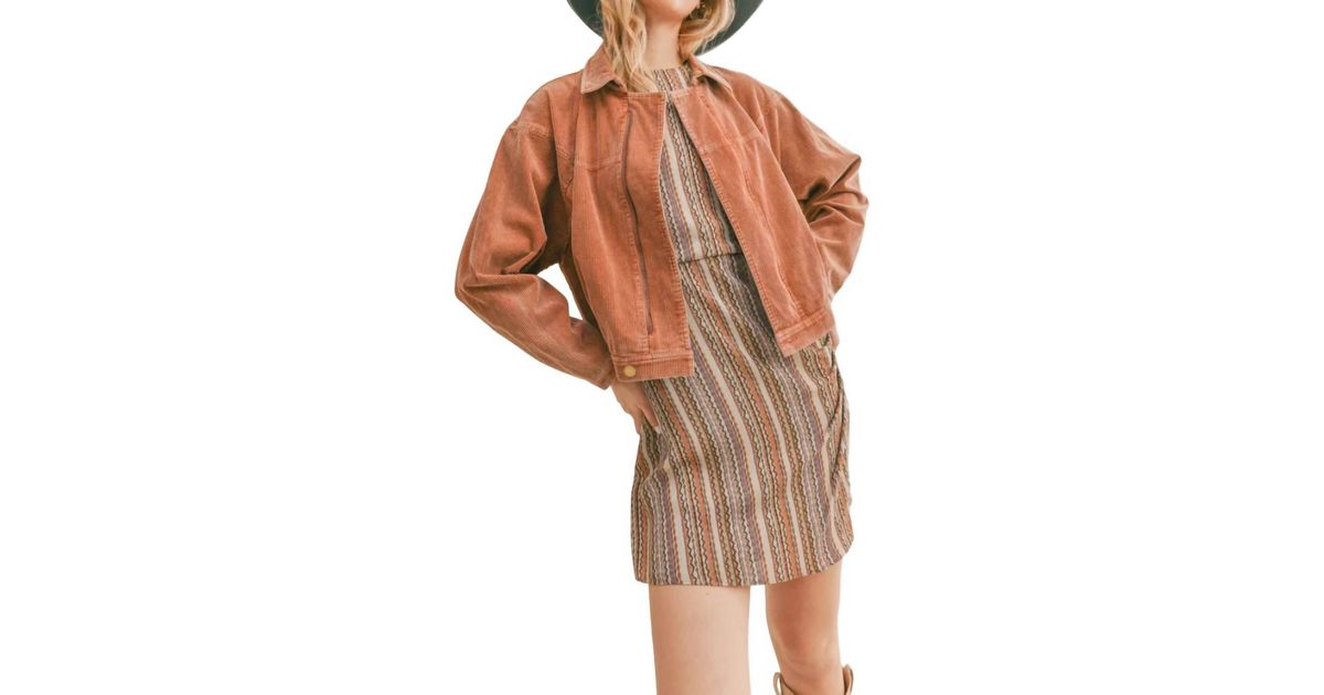 Sage the Label Kahlo Washed Cord Crop Jacket in Brown | Lyst
