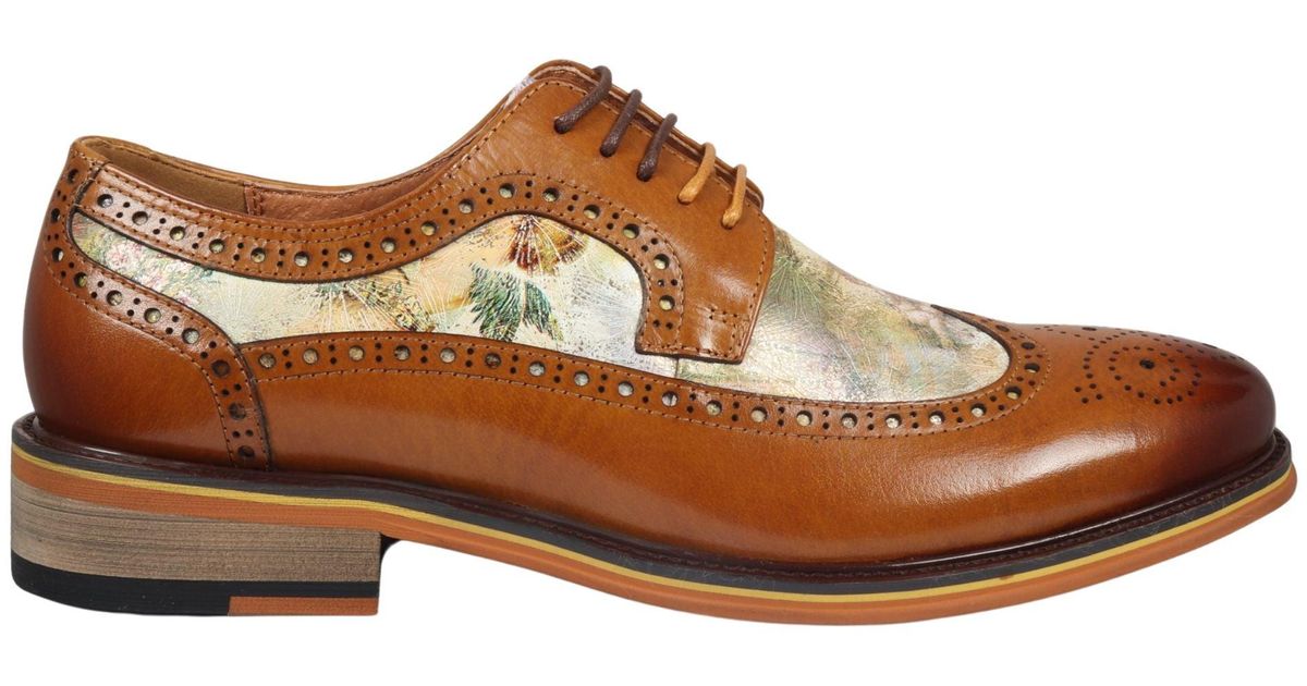 Justin Reess Scott Iconic Print Leather Oxford Brogue Lace Up Formal ...