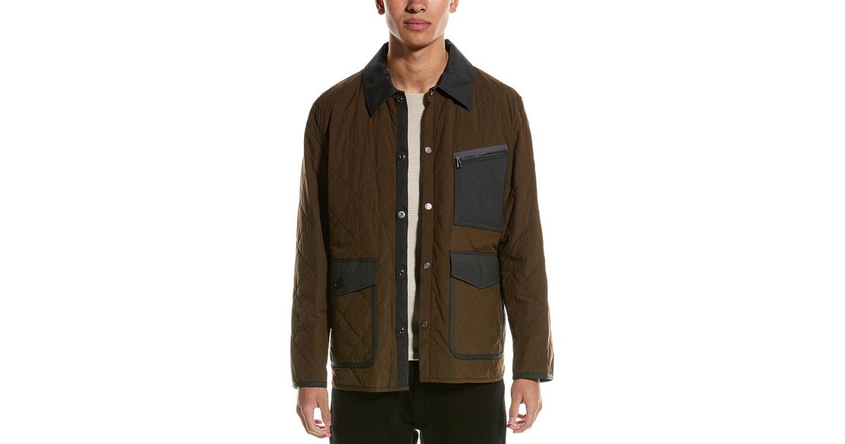 Theory Diamond Quilted Wool-Trim Jacket in Brown for Men | Lyst