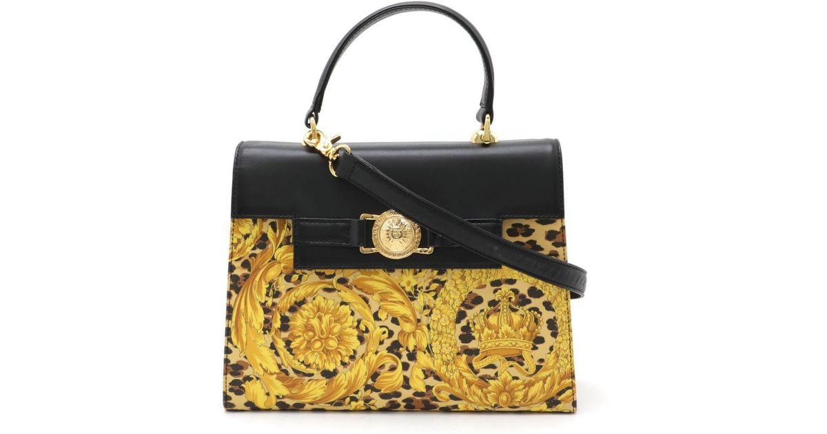 Versace Gianni Sunburst Barocco Leopard 2Way Handbag Pvc Leather in ...