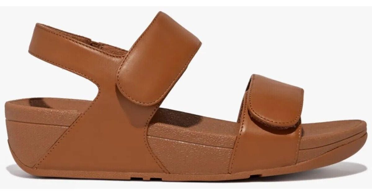 Fitflop Lulu Fv8-592 Slide Sandals Tan Leather Adjustable Strap Slip On ...
