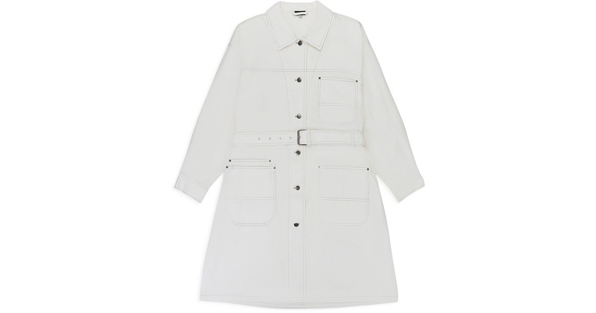 CALLIPYGIAN Denim Off Trench Coat in White | Lyst