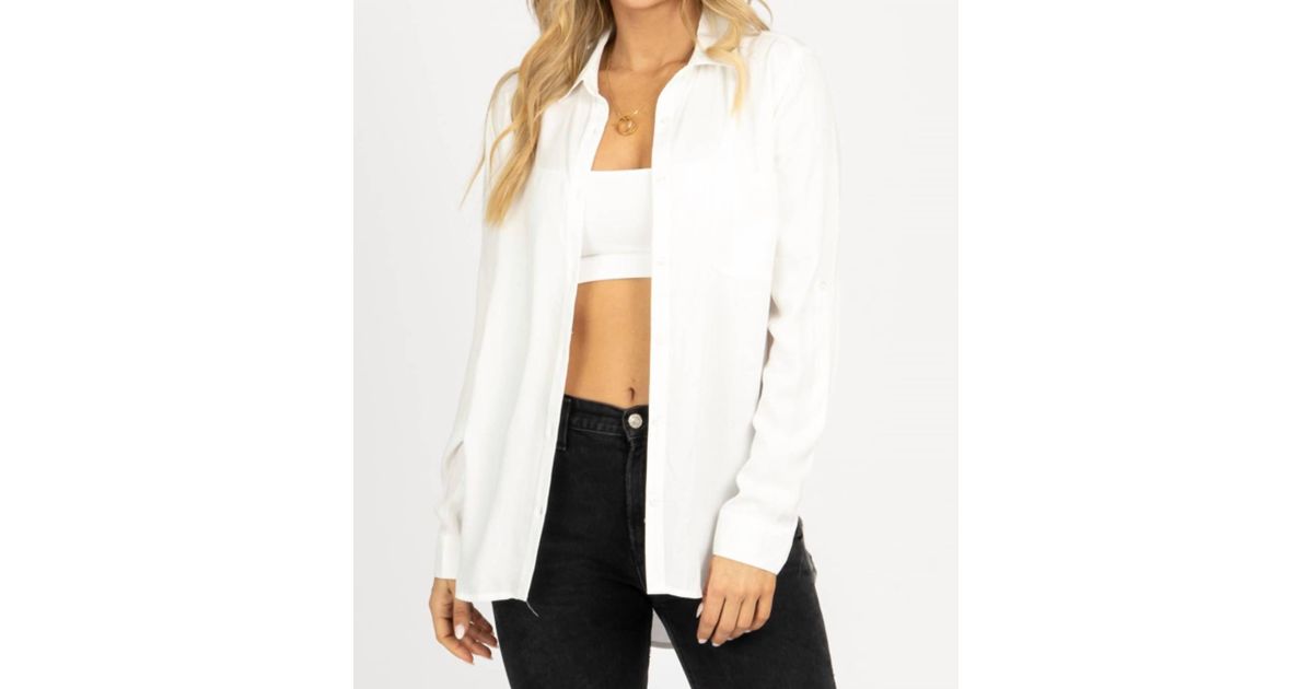 Trend:Notes Lightweight Button Front Blouse in White | Lyst