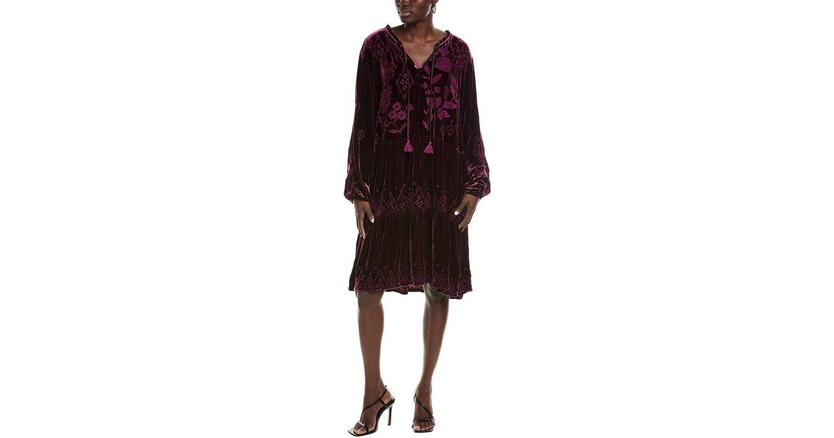 Johnny Was Plus Ivey Velvet Field Silk-Blend Tiered Dress | Lyst