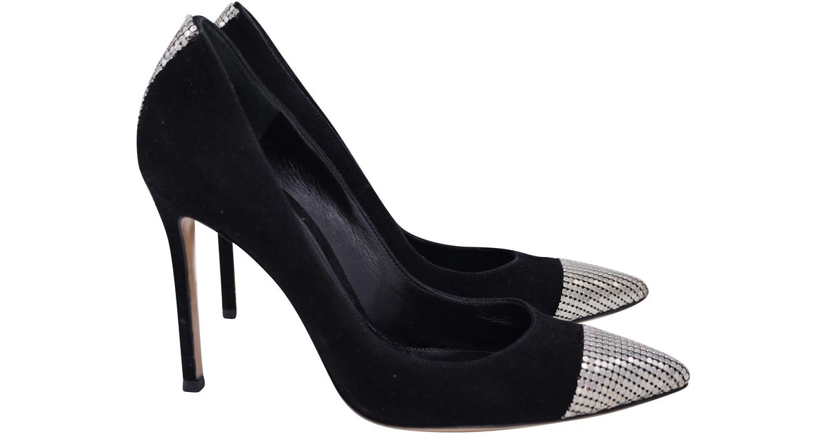 Gianvito Rossi Suede Mesh Cap-Toe Pumps in Blue | Lyst