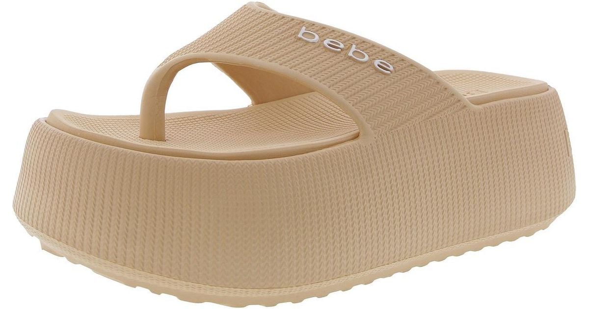 Bebe Puffi Slip-On Slide Platform Sandals in Natural | Lyst