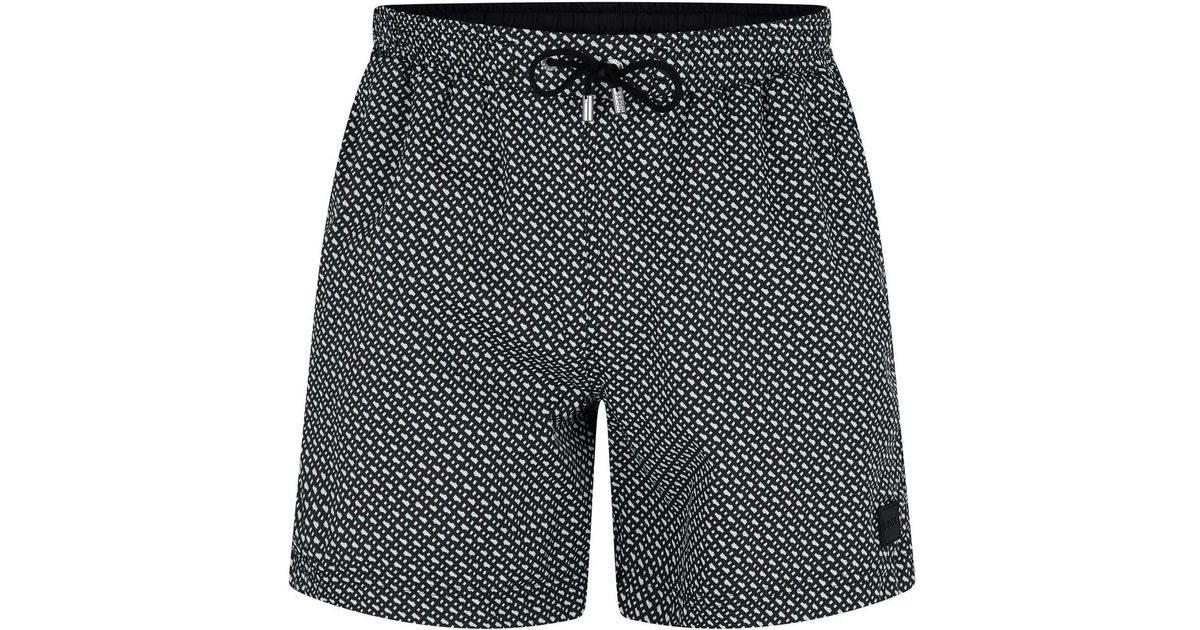 BOSS Ciro All-Over Logo Swim Trunks in Gray for Men | Lyst