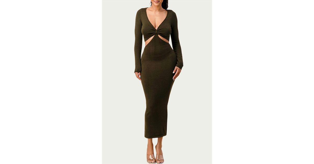 The Sang Knit Cutout Maxi Dress in Black | Lyst