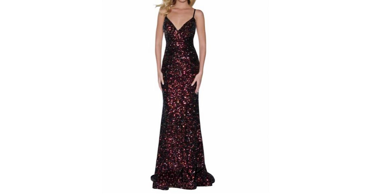 Splash Prom Sequin Fitted Gown in Purple | Lyst