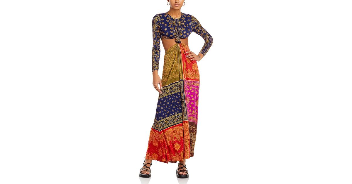 FARM Rio Patchwork Paisley Maxi Dress in Red | Lyst