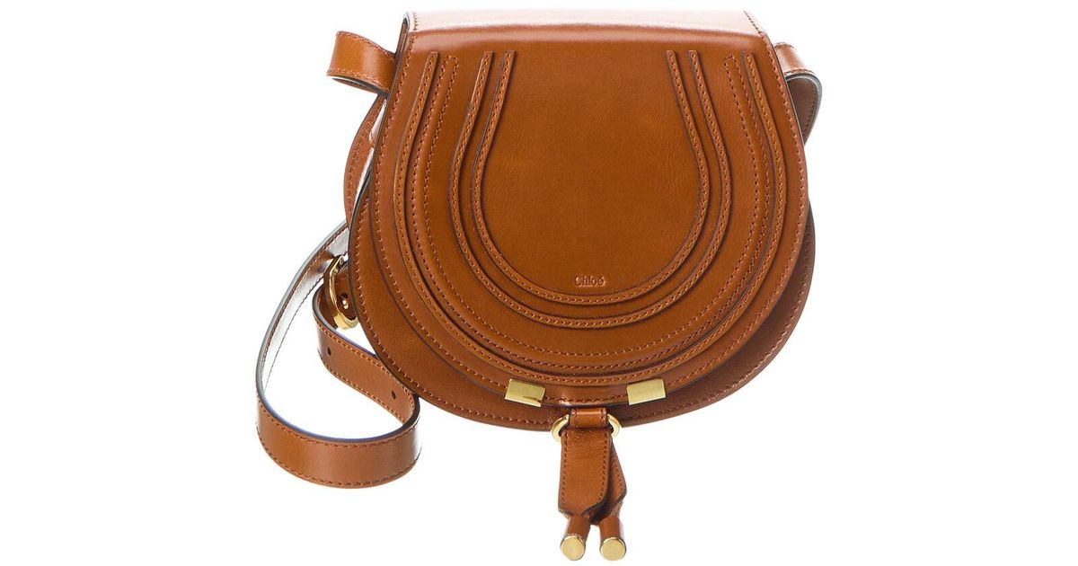 Chloé Marcie Small Leather Saddle Bag in Brown | Lyst