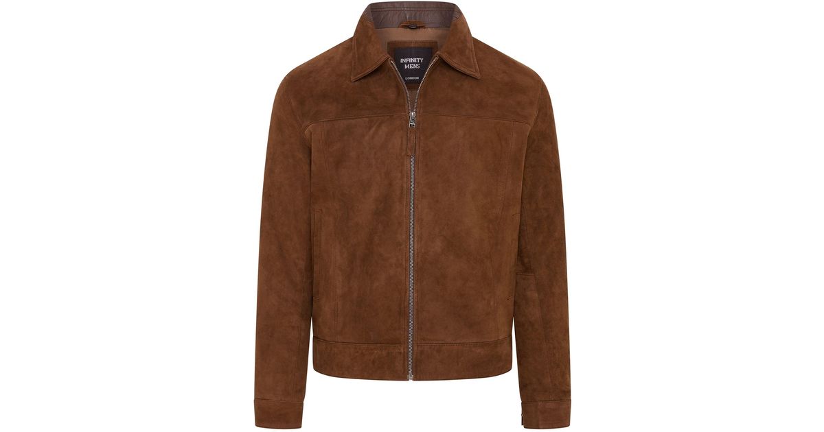 Infinity Leather Retro Classic Suede Leather Harrington Biker Jacket in ...