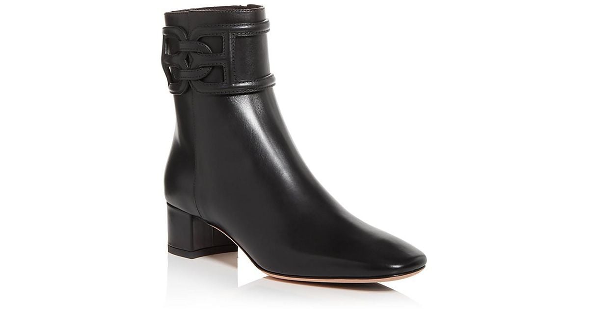 Bally Parisette Leather Zipper Ankle Boots in Black | Lyst