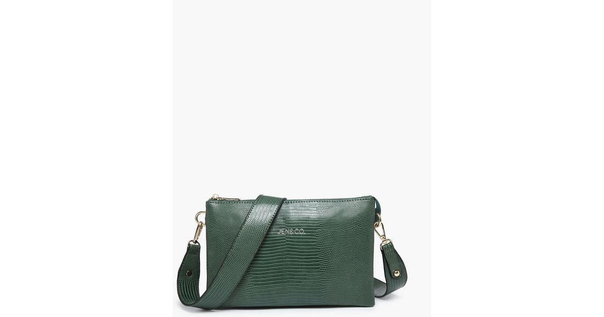 Jen & Co. Izzy Vegan Lizard Crossbody Bag in Green | Lyst