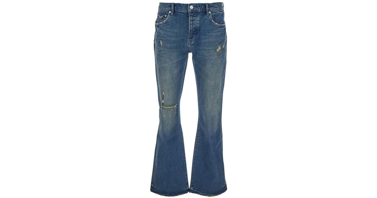 Purple Brand Flared Jeans With Ripped Details in Blue for Men | Lyst