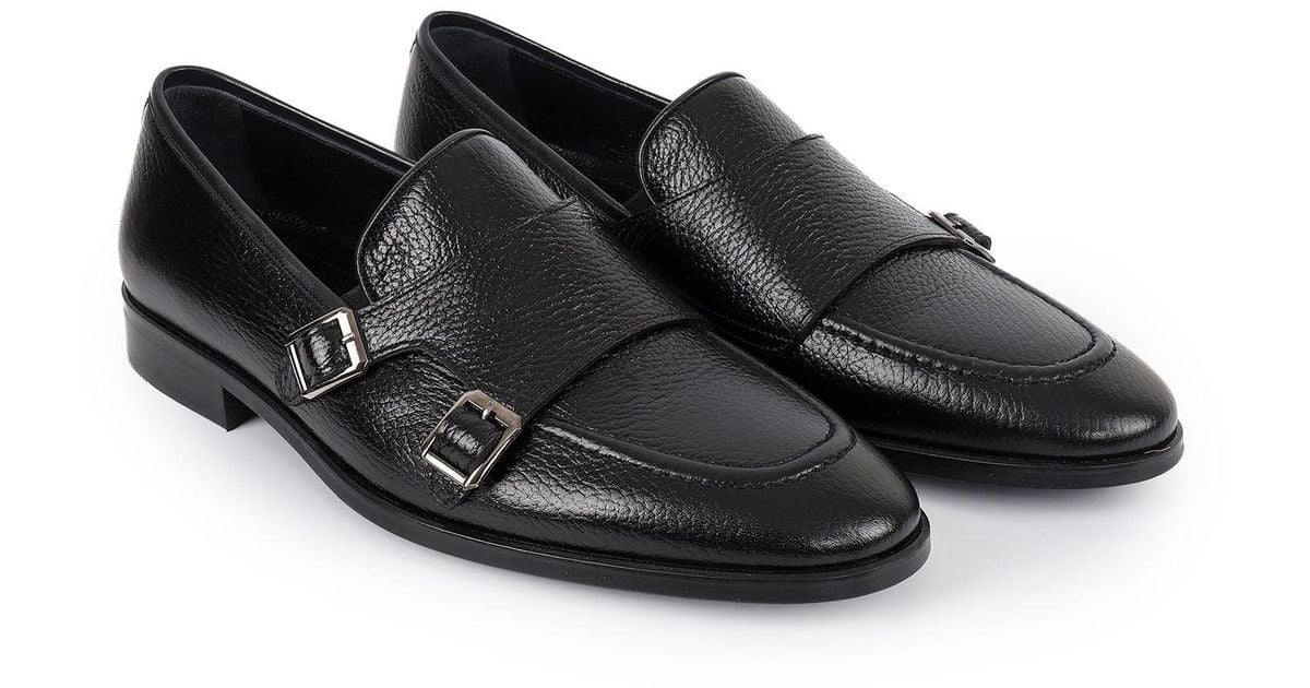 VELLAPAIS Ledonia Double Monk Loafers in Black for Men | Lyst
