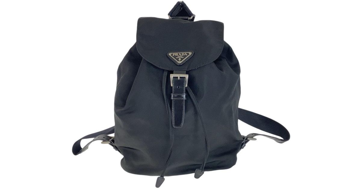 Prada Nylon Tessuto Logo Backpack in Blue | Lyst