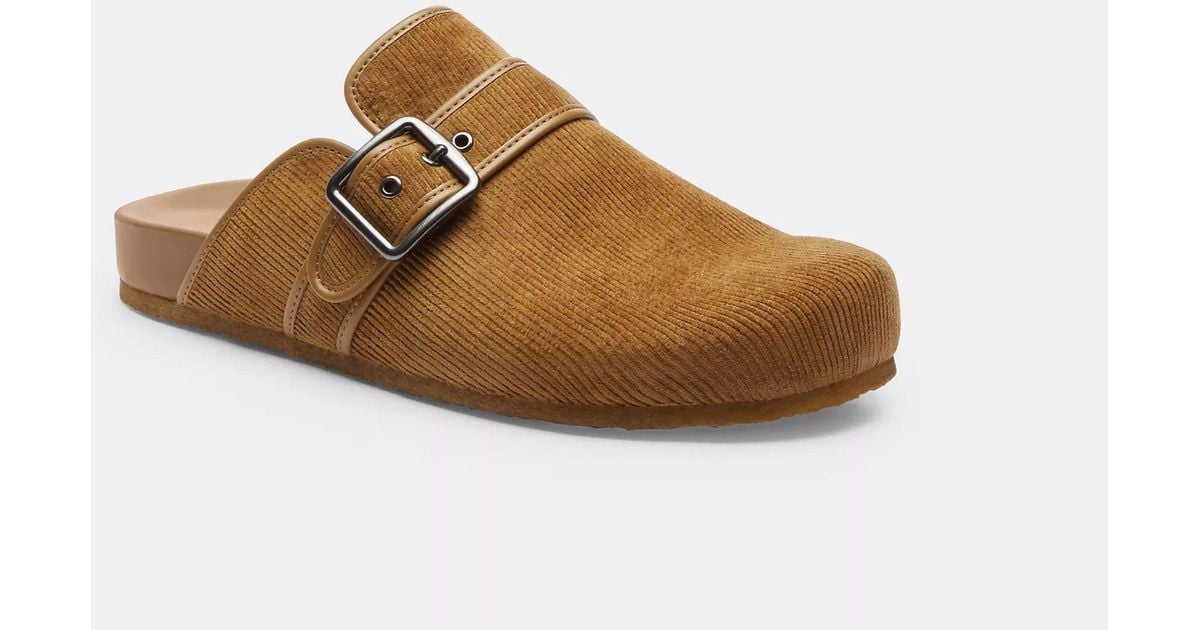 COACH Corduroy Slip-On Clog Mules in Brown for Men | Lyst