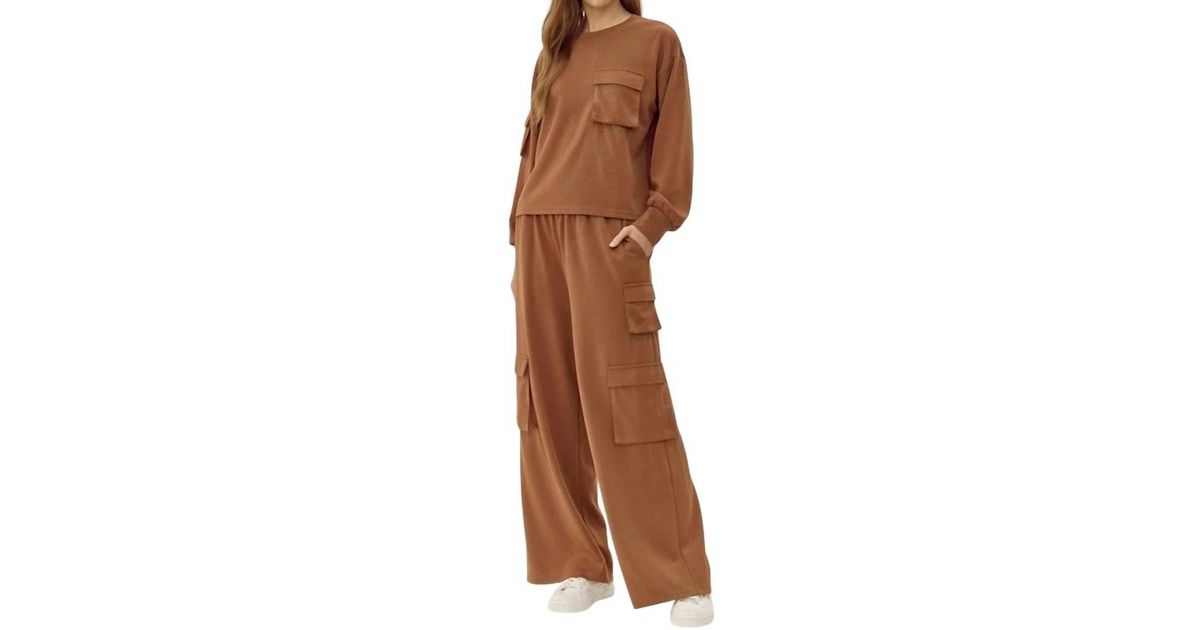 Jodifil Athletic Top And Cargo Pants Set in Brown | Lyst
