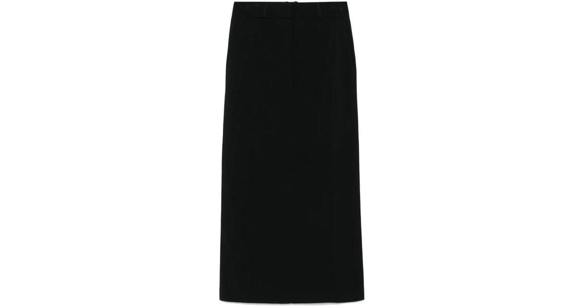 JOSEPH Straight Midi Skirt With Concealed Fastening in Black | Lyst