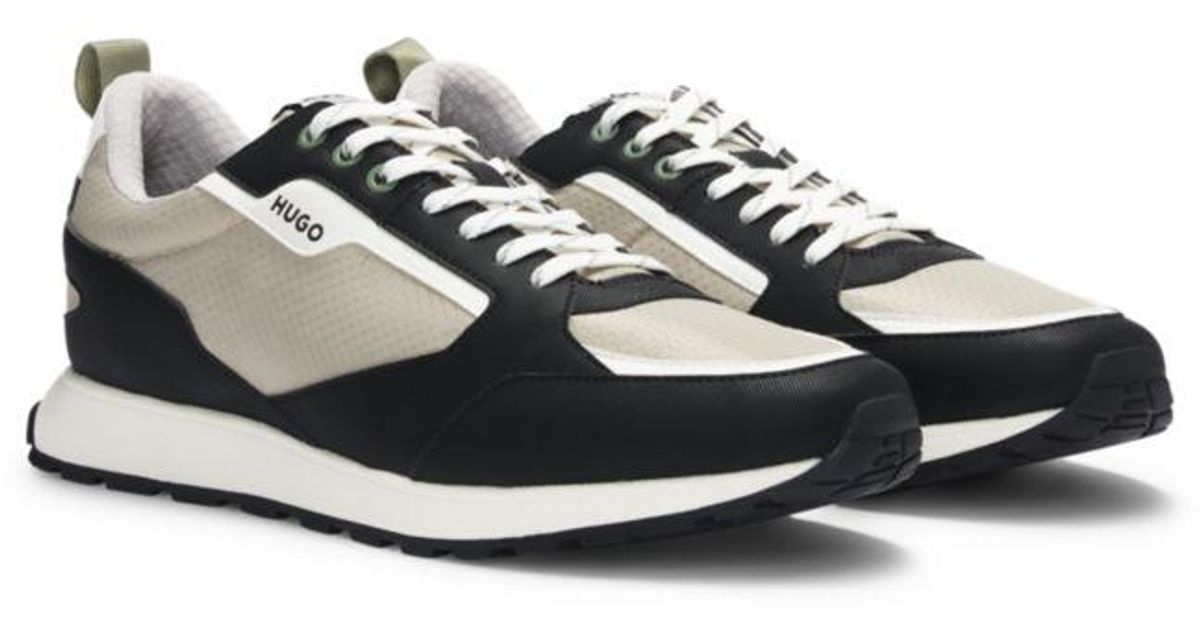 HUGO Mixed-Material Trainers With Ripstop And Faux Leather in Black for ...